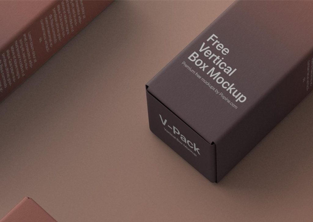 Realistic Vertical Box Mockup in Isometric View - Free Mockup Design
